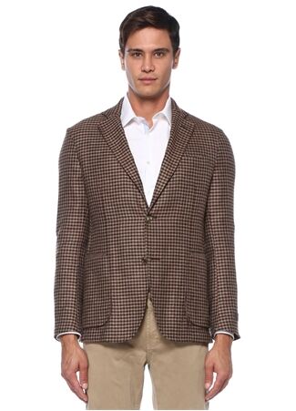 Pal Zileri Erkek Kahverengi Kareli Yün Ceket 50 IT