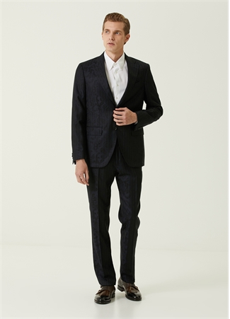 Etro Erkek Lacivert Çizgili Etnik Desenli Yün Takım Elbise 54 IT Etro Erkek Lacivert Çizgili Etnik Desenli Yün Takım Elbise 54 IT