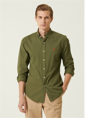 Polo Ralph Lauren Erkek Slim Fit Haki Düğmeli Yaka Gömlek XS EU Polo Ralph Lauren Erkek Slim Fit Haki Düğmeli Yaka Gömlek XS EU