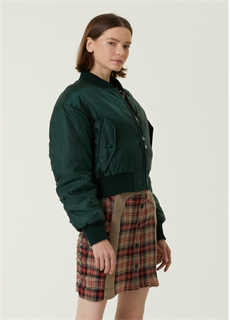 Stella McCartney Kadın Vina Koyu Yeşil Crop Bomber Ceket 38 IT Stella McCartney Kadın Vina Koyu Yeşil Crop Bomber Ceket 38 IT