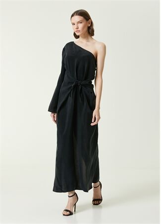 Jaquette Kadın Siena Siyah Tek Kol Maksi Abiye Elbise S EU