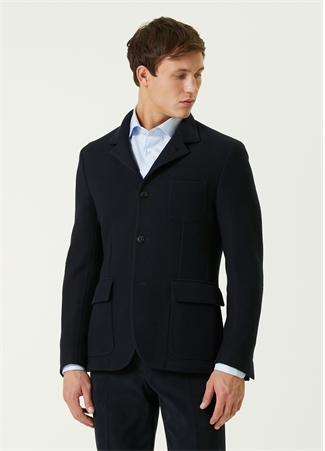 Corneliani Erkek Lacivert Örgü Dokulu Yün Ceket 50 IT Corneliani Erkek Lacivert Örgü Dokulu Yün Ceket 50 IT