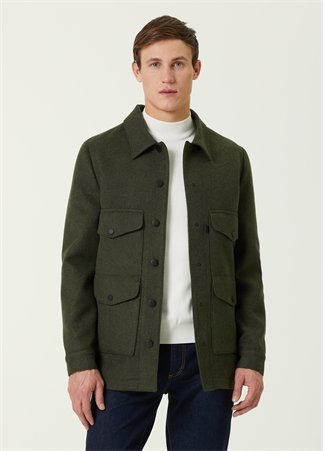 By The Oak Erkek Haki Polo Yaka Ceket Yeşil L EU
