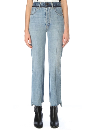 Maison Margiela Kadın Spliced Mavi Yıpratma Detaylı Jean Pantolon 40 IT