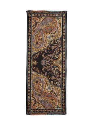 Etro Kadın Siyah Etnik Desen Jakarlı Kaşmir Şal EU Etro Kadın Siyah Etnik Desen Jakarlı Kaşmir Şal EU