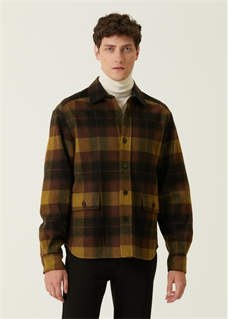 Kenzo Erkek Kahverengi Kareli Yün Dış Gömlek S EU