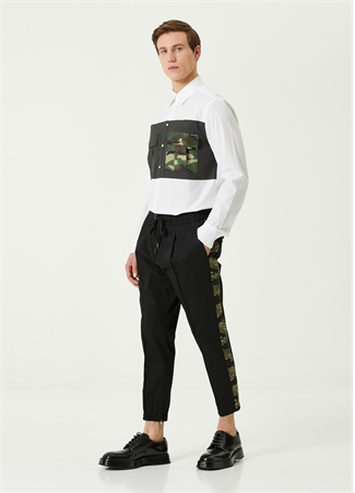 Dolce&Gabbana Erkek Siyah Kamuflaj Şeritli Jogger Pantolon 46 IT Dolce&Gabbana Erkek Siyah Kamuflaj Şeritli Jogger Pantolon 46 IT