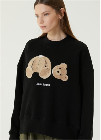 Palm Angels Kadın Teddy Bear Siyah Nakışlı Sweatshirt S EU Palm Angels Kadın Teddy Bear Siyah Nakışlı Sweatshirt S EU