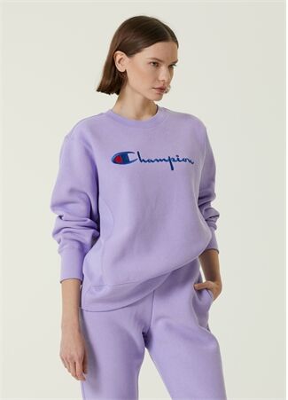 Champion Kadın Mor Logolu Sweatshirt S EU