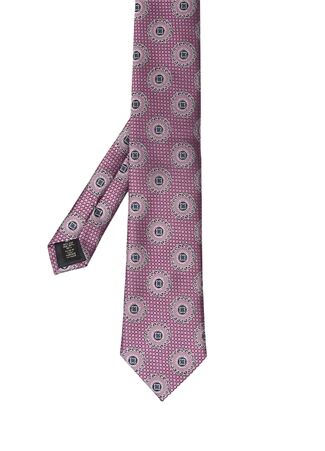 Zegna Erkek Mor Geometrik Desenli İpek Kravat EU