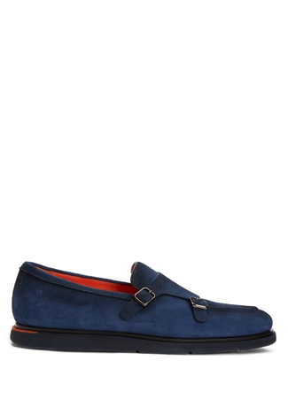 Santoni Erkek Lacivert Çift Kemerli Deri Loafer Mavi 6 Uk Santoni Erkek Lacivert Çift Kemerli Deri Loafer Mavi 6 Uk