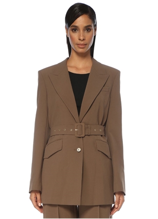 Nanushka Kadın Honor Oversize Vizon Kemerli Blazer Ceket Bej S EU