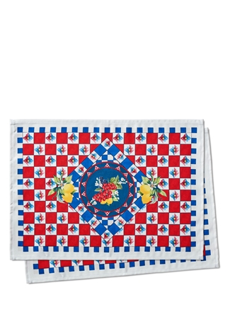 Chiara Alessi Capri Kırmızı Mavi Çift Taraflı Amerikan Servis Çok Renkli