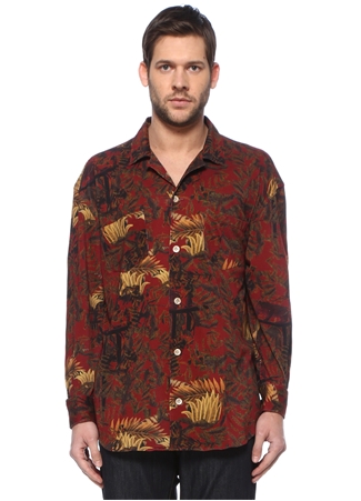 Pal Zileri Erkek Bordo Kamp Yaka Hawaii Desenli Gömlek 4 IT Pal Zileri Erkek Bordo Kamp Yaka Hawaii Desenli Gömlek 4 IT