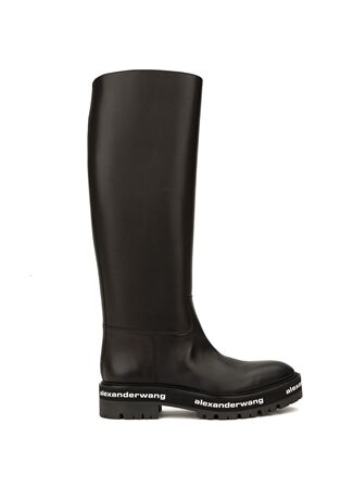 Alexander Wang Kadın Siyah Tabanı Logo Baskılı Deri Çizme 38 EU