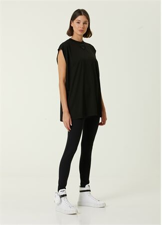 Prada Kadın Siyah Logolu Kolsuz T-shirt XS EU