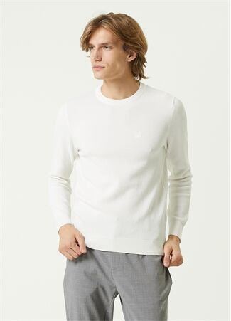 Beymen Club Erkek Beyaz Petek Dokulu Logolu Kazak S