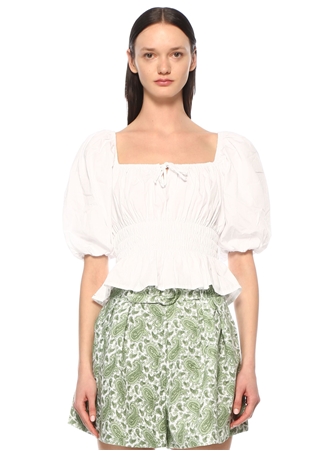 Faithfull The Brand Kadın Venita Beyaz Kare Yaka Bluz M EU