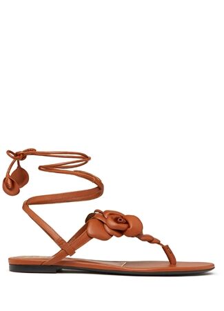 Valentino Garavani Kadın Atelier Rose Edition Taba Deri Sandalet Turuncu 36.5 EU