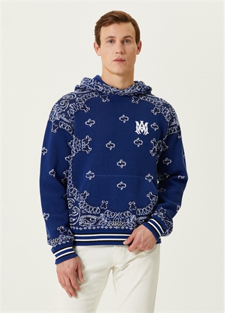Amiri Erkek Lacivert Kapüşonlu Etnik Desenli Sweatshirt M EU Amiri Erkek Lacivert Kapüşonlu Etnik Desenli Sweatshirt M EU