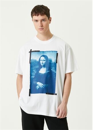 Off-White Erkek Beyaz Figür Baskılı T-shirt XS EU