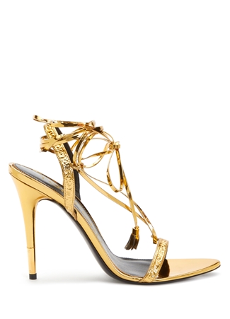 Tom Ford Kadın Gold Logolu Deri Sandalet Altın Rengi 36 Eu Tom Ford Kadın Gold Logolu Deri Sandalet Altın Rengi 36 Eu