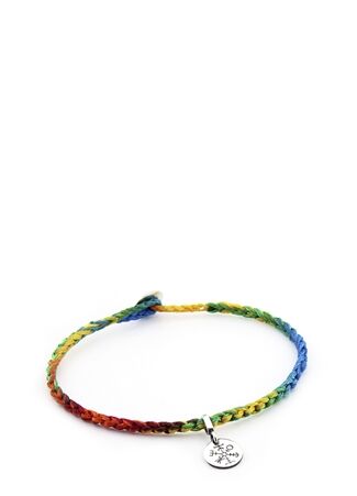 Kayra Khan Erkek Colorblocked Örgü Dokulu Gümüş Rengi Bileklik EU