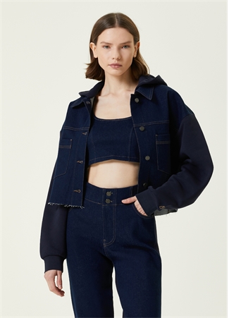 Bassigue Kadın French Lacivert Kapüşonlu Crop Jean Ceket Mavi L EU Bassigue Kadın French Lacivert Kapüşonlu Crop Jean Ceket Mavi L EU