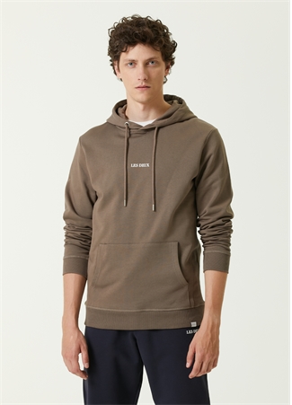 Les Deux Erkek Vizon Kapüşonlu Logolu Sweatshirt Bej S EU Les Deux Erkek Vizon Kapüşonlu Logolu Sweatshirt Bej S EU