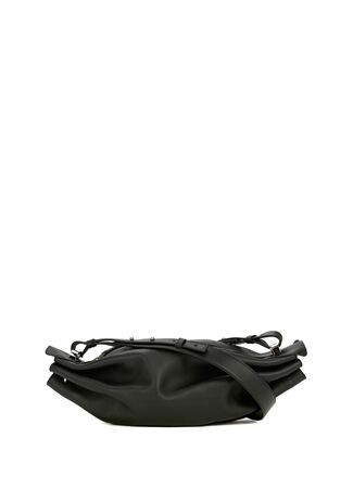 Bonastre Kadın Ring Siyah Deri Omuz Çantası EU