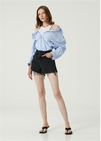 T by Alexander Wang Kadın Antrasit Yıpratmalı Jean Şort Gri 24 US T by Alexander Wang Kadın Antrasit Yıpratmalı Jean Şort Gri 24 US