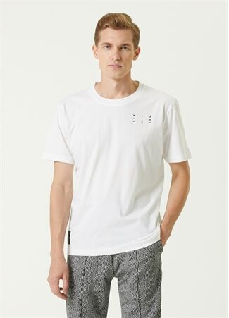 MCQ Erkek Beyaz Logo Detaylı T-shirt XS EU