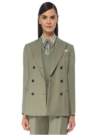Brunello Cucinelli Kadın Yeşil Mendil Detaylı Yün Ceket 38 IT