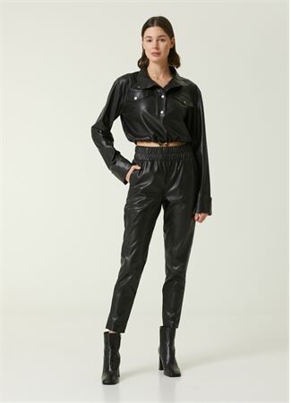 Mybestfriends Kadın Belle Siyah Suni Deri Pantolon M EU
