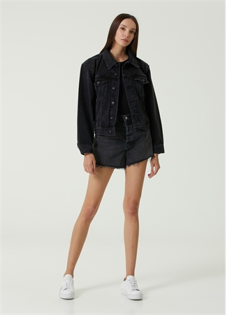 Agolde Kadın Parker Loose Fit Siyah Jean Şort Gri 24 US Agolde Kadın Parker Loose Fit Siyah Jean Şort Gri 24 US