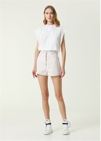 Prada Kadın Pembe Logo Detaylı Denim Şort 26 US