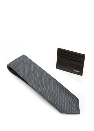 Beymen K Erkek Siyah Gri 2li Kravat Kartlık Seti Eu