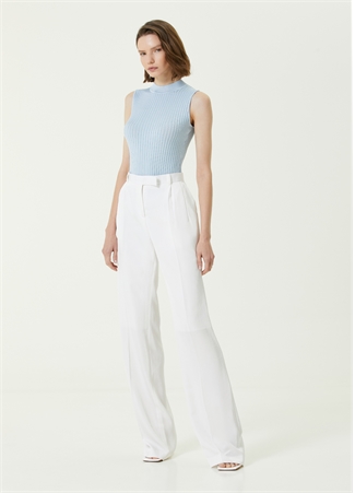 Aya Muse Kadın Beyaz Pili Detaylı Pantolon S EU
