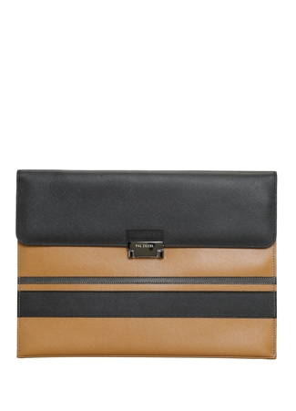 Pal Zileri Erkek Hardal Siyah Logolu Deri El Portföyü Sarı EU