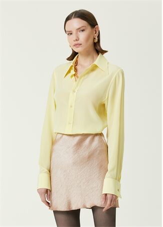 Kadın Sarı İpek Gömlek 36 IT