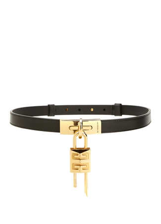 Givenchy Kadın Siyah Kilit Detaylı Deri Kemer 80 EU