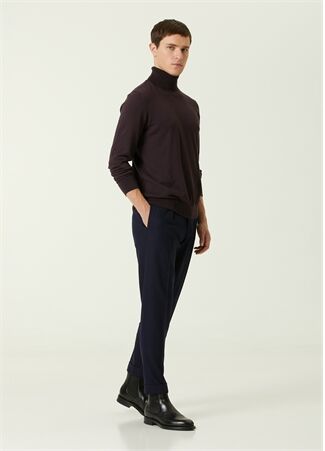 Kiton Erkek Lacivert Pilili Yün Pantolon 36 US Kiton Erkek Lacivert Pilili Yün Pantolon 36 US
