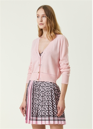 Versace Kadın Pembe V Yaka Kaşmir Hırka 38 IT Versace Kadın Pembe V Yaka Kaşmir Hırka 38 IT