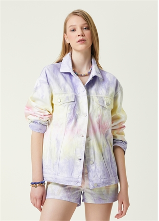 Beymen Club Kadın Lila Batik Desenli Jean Ceket Mor Xs