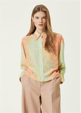 Stella McCartney Kadın Degrade Baskılı Crop İpek Gömlek 40 IT Stella McCartney Kadın Degrade Baskılı Crop İpek Gömlek 40 IT