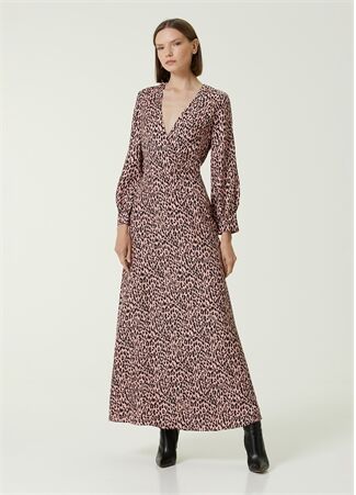 Zadig&Voltaire Kadın Raiponce Leopar Desenli Maksi İpek Elbise Pembe S EU