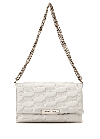 Balenciaga Kadın Silver Logo Dokulu Deri Çanta Gri Eu Balenciaga Kadın Silver Logo Dokulu Deri Çanta Gri Eu
