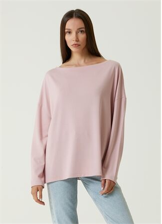 Allsaints Kadın Altın Rengi Bisiklet Yaka Uzun Kollu T-shirt Pembe S EU