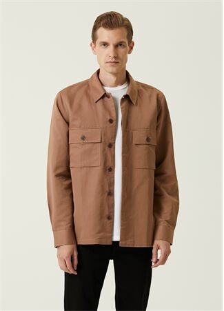 Paul Smith Erkek Kahverengi Cep Detaylı Dış Gömlek M EU