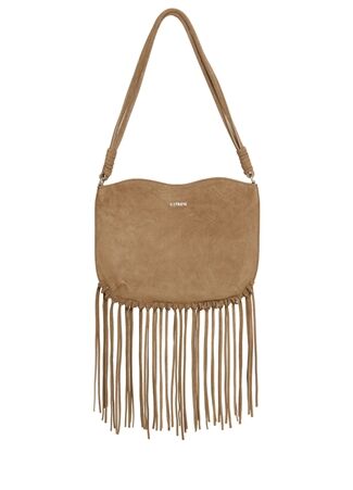 Divarese Kadın Bej Püsküllü Süet Omuz Çantası EU